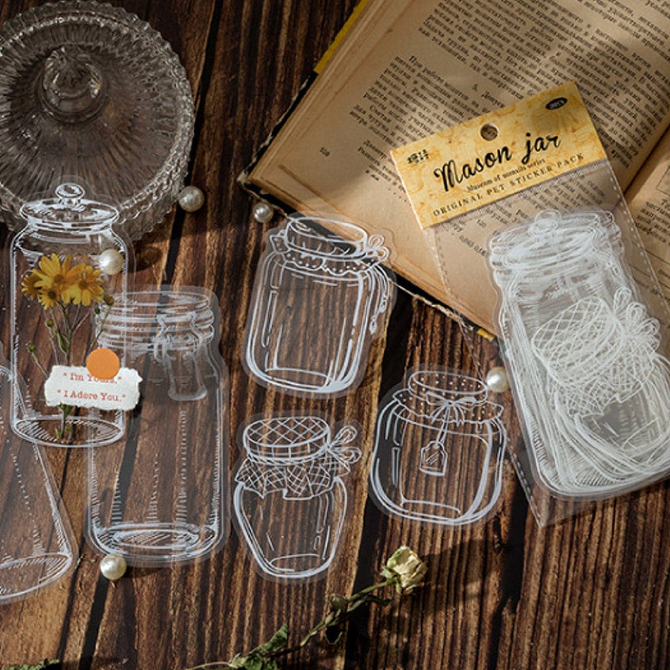 20pcs/set Transparent Dried Flower Page Clips Bookmark Stickers Set ...